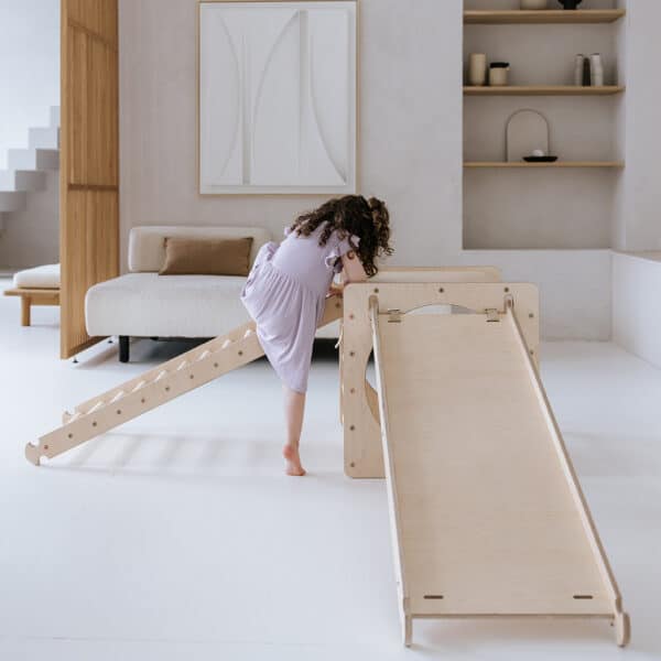 Klimrek kubus met glijbaan | klimhelling en ladder naturel | Setprijs!
